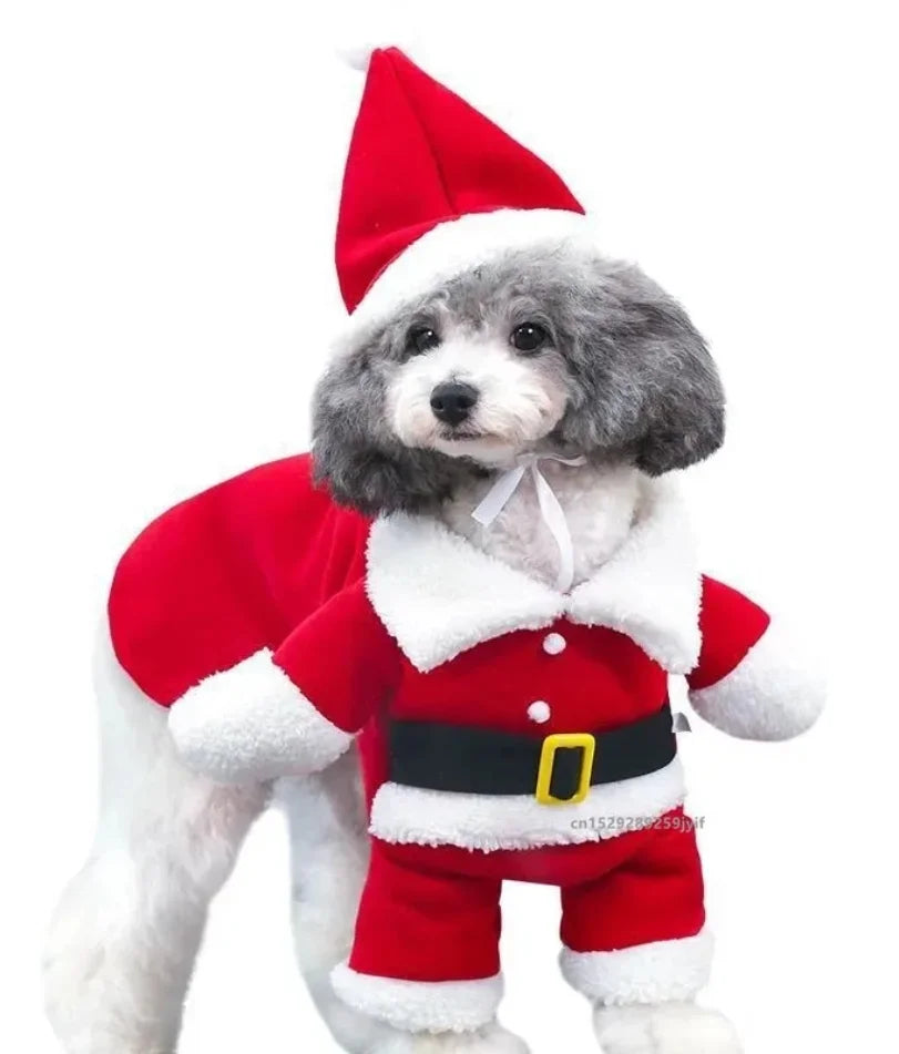 Santa Claus Dog Costume – Warm Christmas Pet Outfit with Hat | Winter ...
